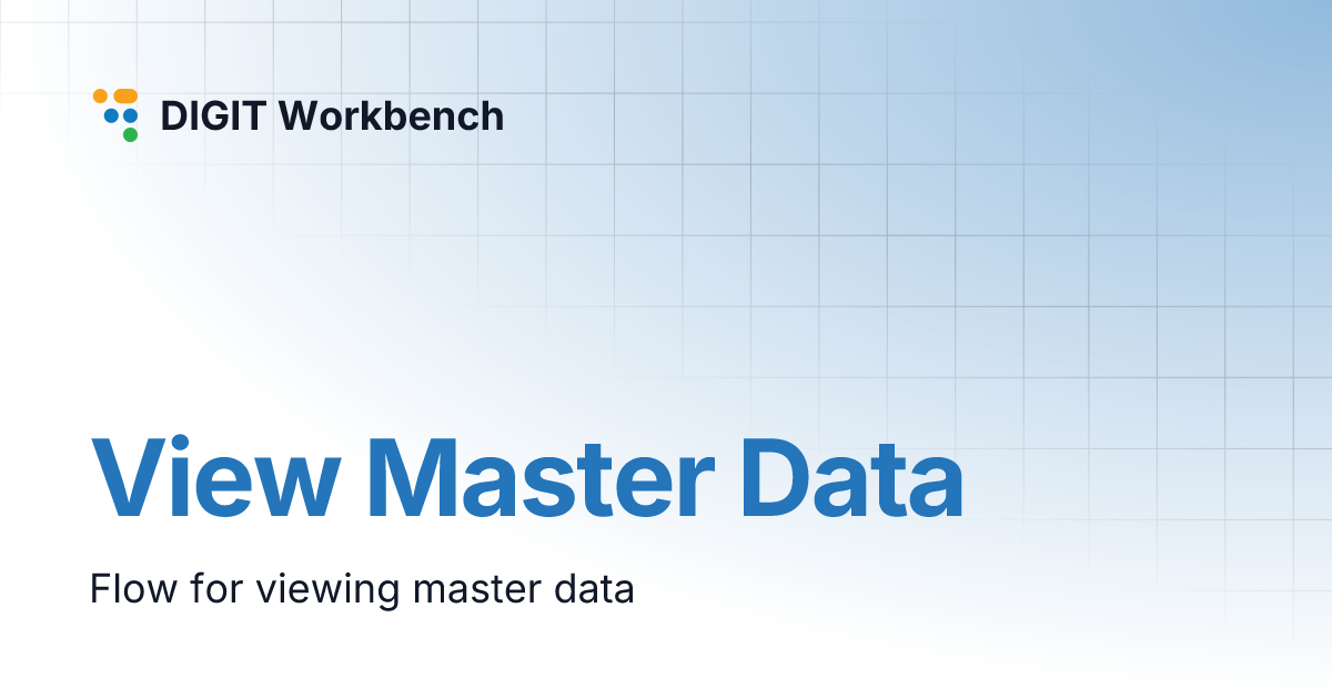View Master Data | DIGIT Workbench